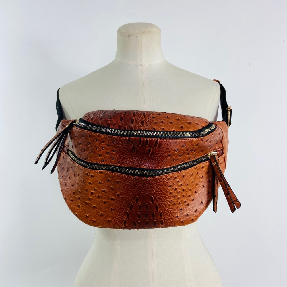 Faux Alligator Vegan Leather Fanny Pack Large - Gem